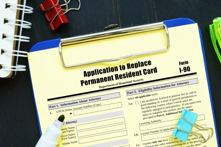 Immigration Form I-90 Application to Replace Permanent Resident Card ...