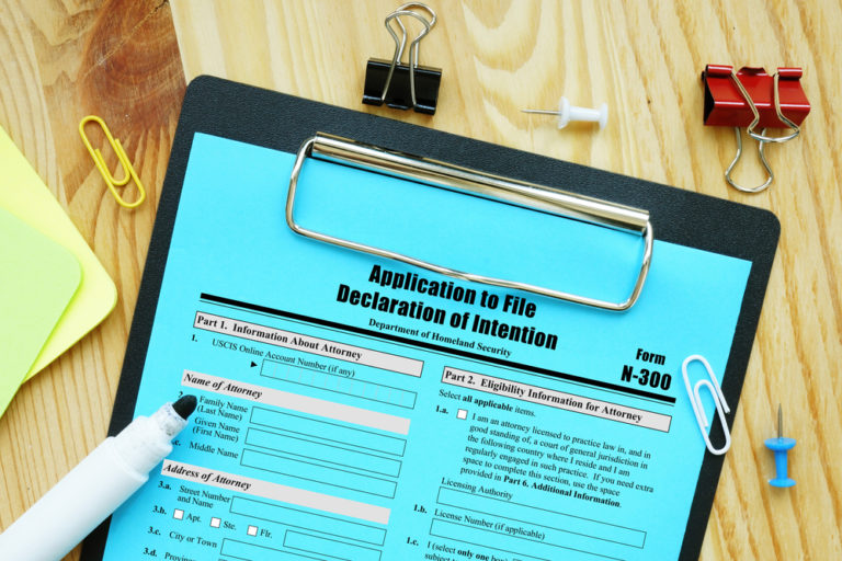 Immigration Form N-300 Application to File Declaration of Intention